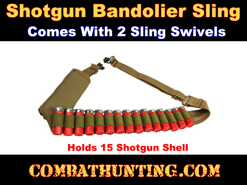 AASHT Shotgun Sling 15 Round Shot Shell Bandolier Two Point Sling FDE ...
