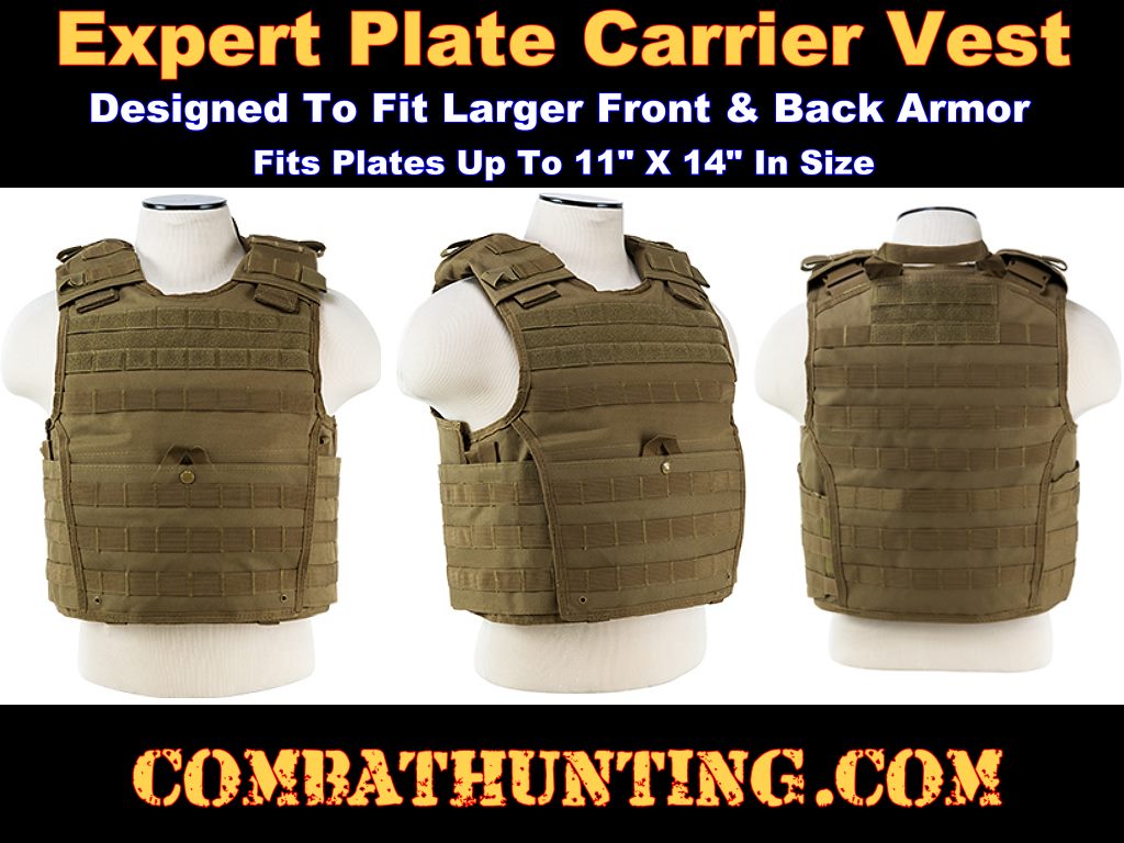 CVPCVX2963T Ncstar Expert Plate Carrier Vest Tan Flat Dark Earth 