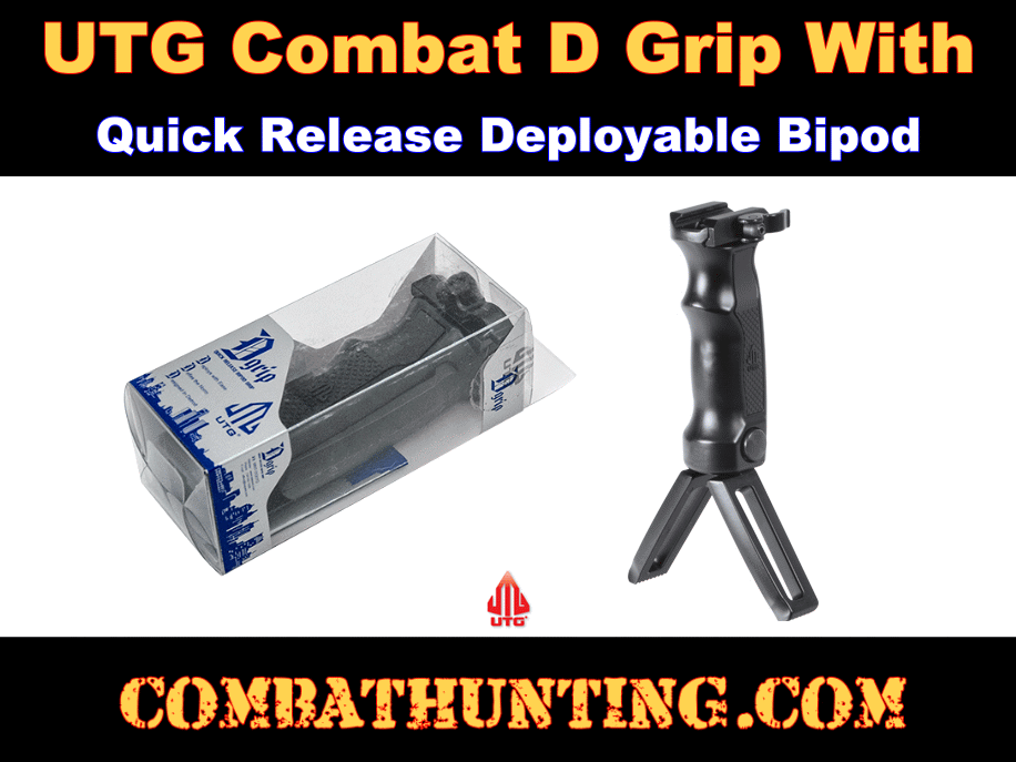 MNT-DG01Q UTG Combat D Grip With Quick Release Deployable Bipod - AR-15 ...