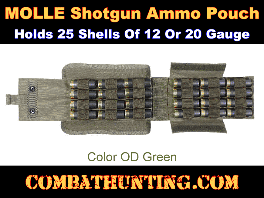 40226 ITH 25 Round Shotgun Shell Reload Pouch Molle OD - Ithaca Shotguns