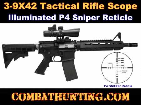 STP3942GDV2 3-9X42 IR Tactical Rifle Scope P4 Sniper Illuminated ...