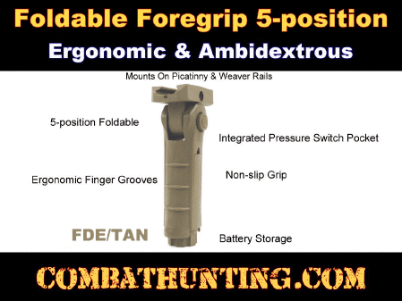 AR15FDET FDE/TAN 5 Position Folding Vertical Picatinny Foregrip ...