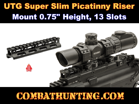 MT-RSX7L UTG Super Slim Picatinny Riser Mount 0.75" Height 13 Slots ...