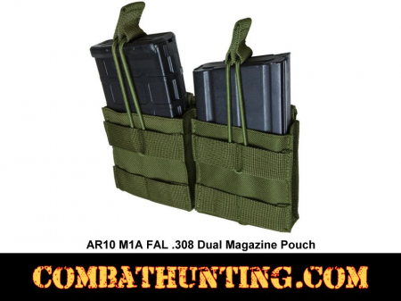 2977G AR10, M1A, FAL .308 Dual Magazine Pouch MOLLE Green - Tactical ...