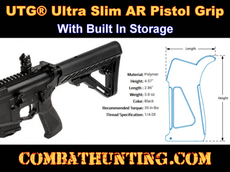 RBT-APG01B AR-15 Pistol Grip With Storage & Grip Screw Ultra Slim UTG ...