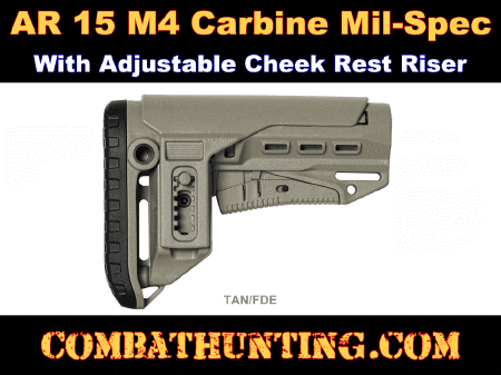 T052 AR-15 Stock With Adjustable Cheek Rest Mil-Spec Tan/FDE - MP-15 ...