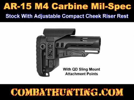 B042 AR-15 M4 Stock With Adjustable Cheek Riser Rest & QD Sling Mounts ...