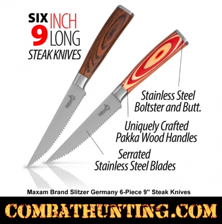 Slitzer Germany 6-Piece 9 Inch Steak Knife Set On Sale!