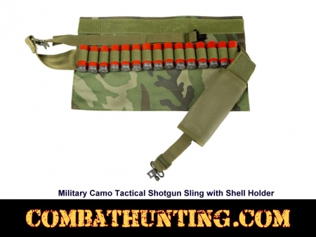 Military Camo Tactical Shotgun Sling with Shell Holder