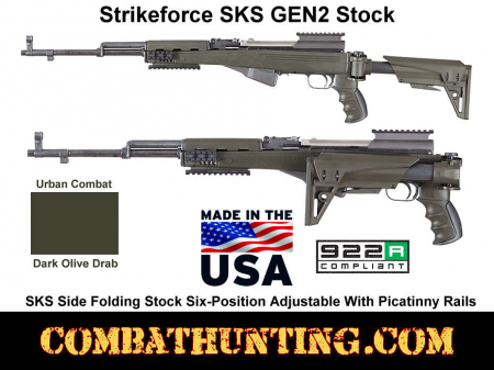 Strikeforce Gen2 SKS Side Folding Stock Urban Combat Dark Olive Drab On ...