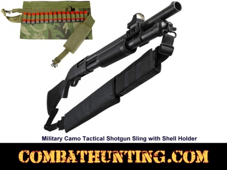 Military Camo Tactical Shotgun Sling with Shell Holder