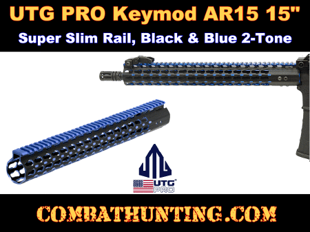 MTU019SSKB2 UTG PRO Keymod AR15 15" Super Slim Rail Black & Blue 2-Tone ...