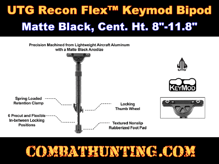 TL-BPDK02 UTG Recon Flex Keymod Bipod, Matte Black, Cent Ht 8"-11.8 ...