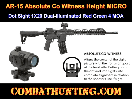 RQDT125-A AR-15 Absolute Co Witness Height MICRO Dot Sight 1X20 Red ...