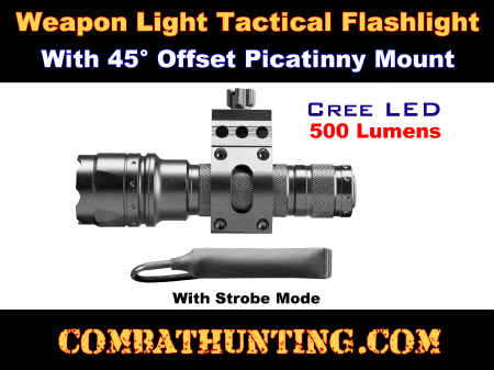 Tactical Flashlight With Pressure Switch Picatinny Mount 500 Lumen