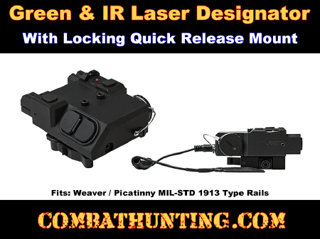 VLGIRQRB Green & IR Laser Designator With QR Mount Black - Laser Sights