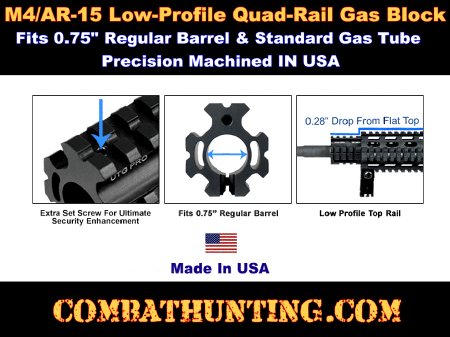 MTU012 UTG PRO AR15 M4 Low-Profile Quad-rail Gas Block .750" - Quad ...