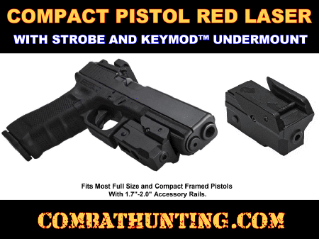 VAPRLSRKM Compact Pistol Red Laser With Strobe - Laser Sights