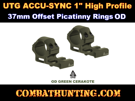 AIR122SG UTG ACCU-SYNC 1" High Profile 37mm Offset Picatinny Rings OD ...