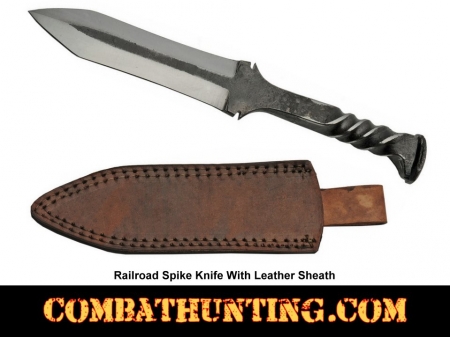 414 Rite Edge Railroad Spike Knife With Leather Sheath - Dual Edge Knives