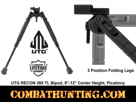 TL-BP03-B UTG RECON 360 TL Bipod, 8"-12" Center Height, Picatinny ...